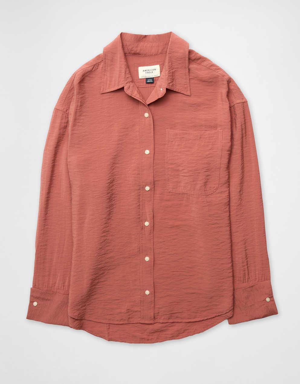AE Oversized Tux Cuff Button-Up Shirt | American Eagle UK | Men's ...