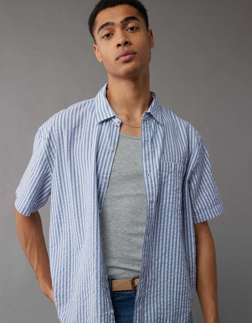 AE Striped Button-Up Poolside Shirt | Men’s & Women’s Jeans, Clothing ...