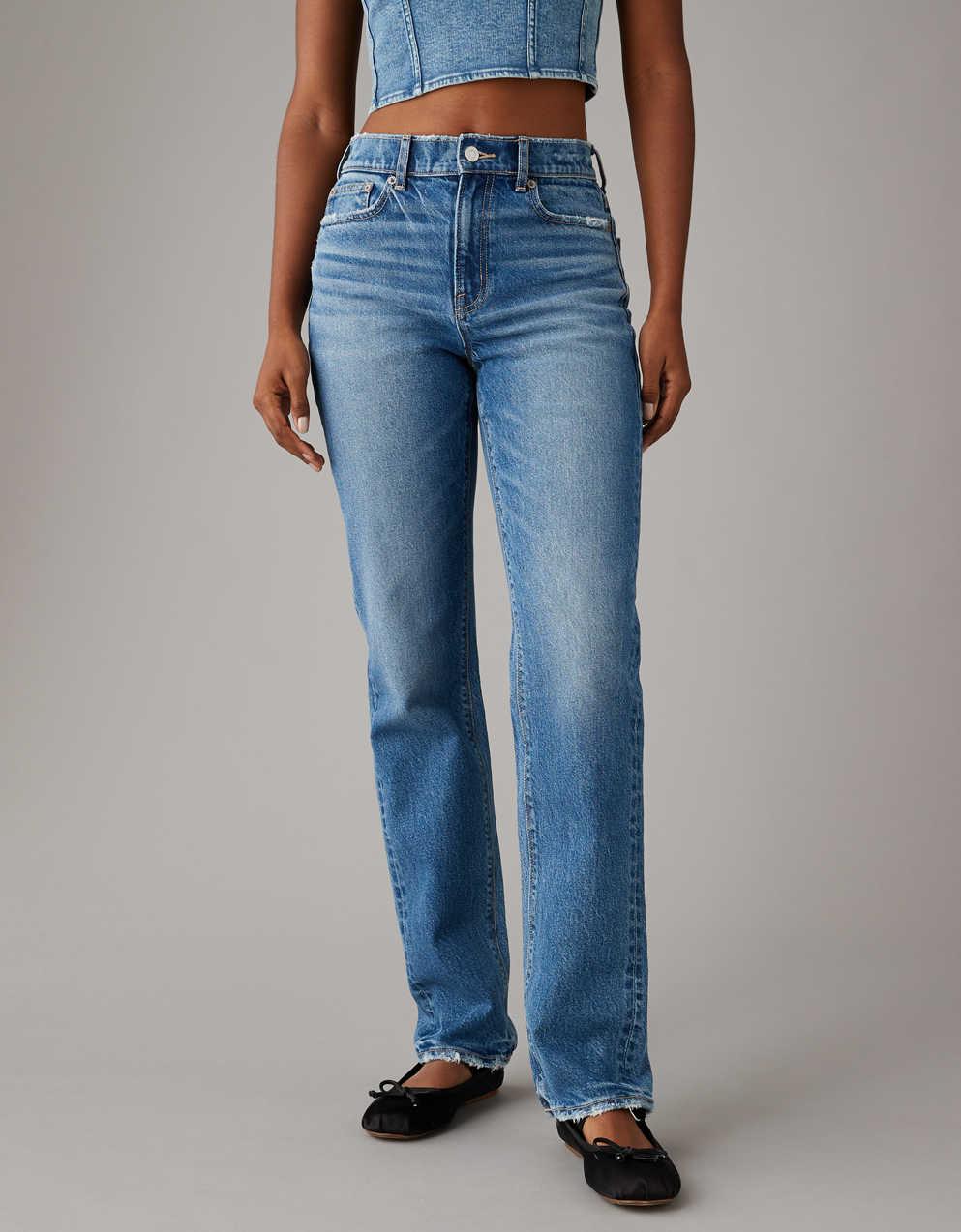 AE Stretch Super High-Waisted Straight Jean | American Eagle UK | Men's ...