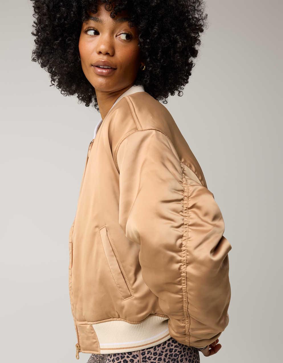 OFFLINE By Aerie Cropped Satin Bomber Jacket | American Eagle UK | Men ...