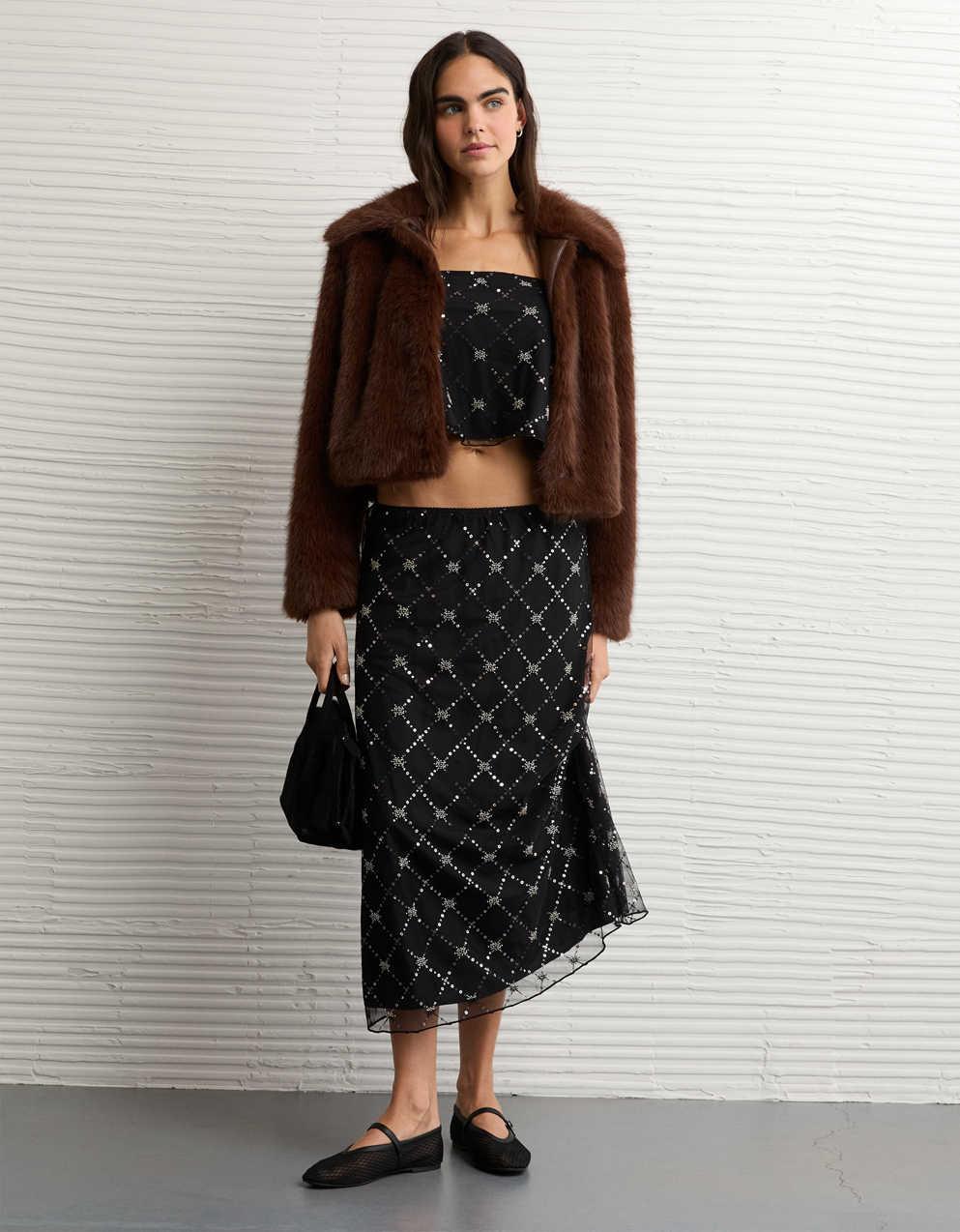 Ae High Waisted Sequin Maxi Skirt American Eagle Uk Mens And Womens