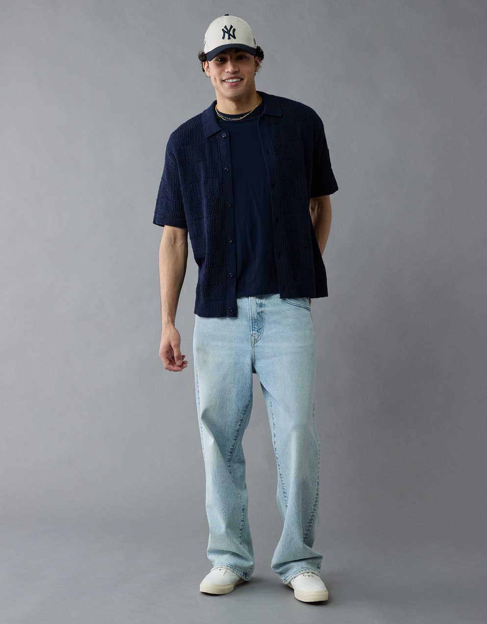 AE Weekend Checkerboard Button-Up Sweater Polo Shirt | American Eagle ...