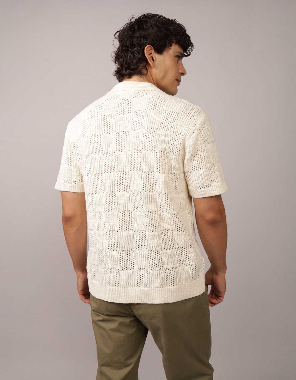 AE Weekend Checkerboard Button-Up Sweater Polo Shirt | American Eagle ...