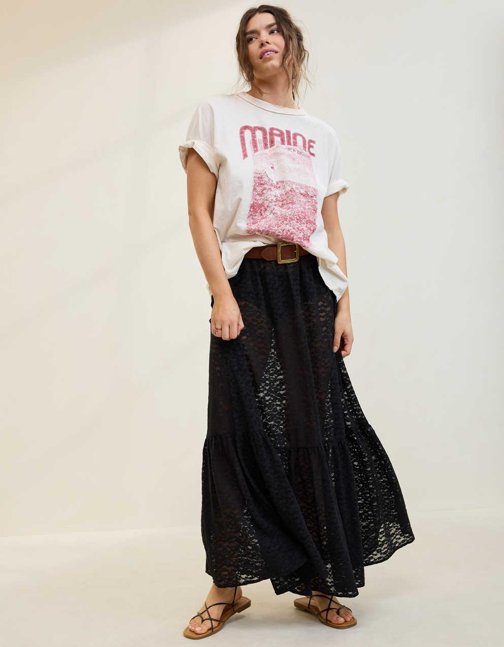 Aerie Tiered Lace Maxi Skirt American Eagle Uk Mens And Womens