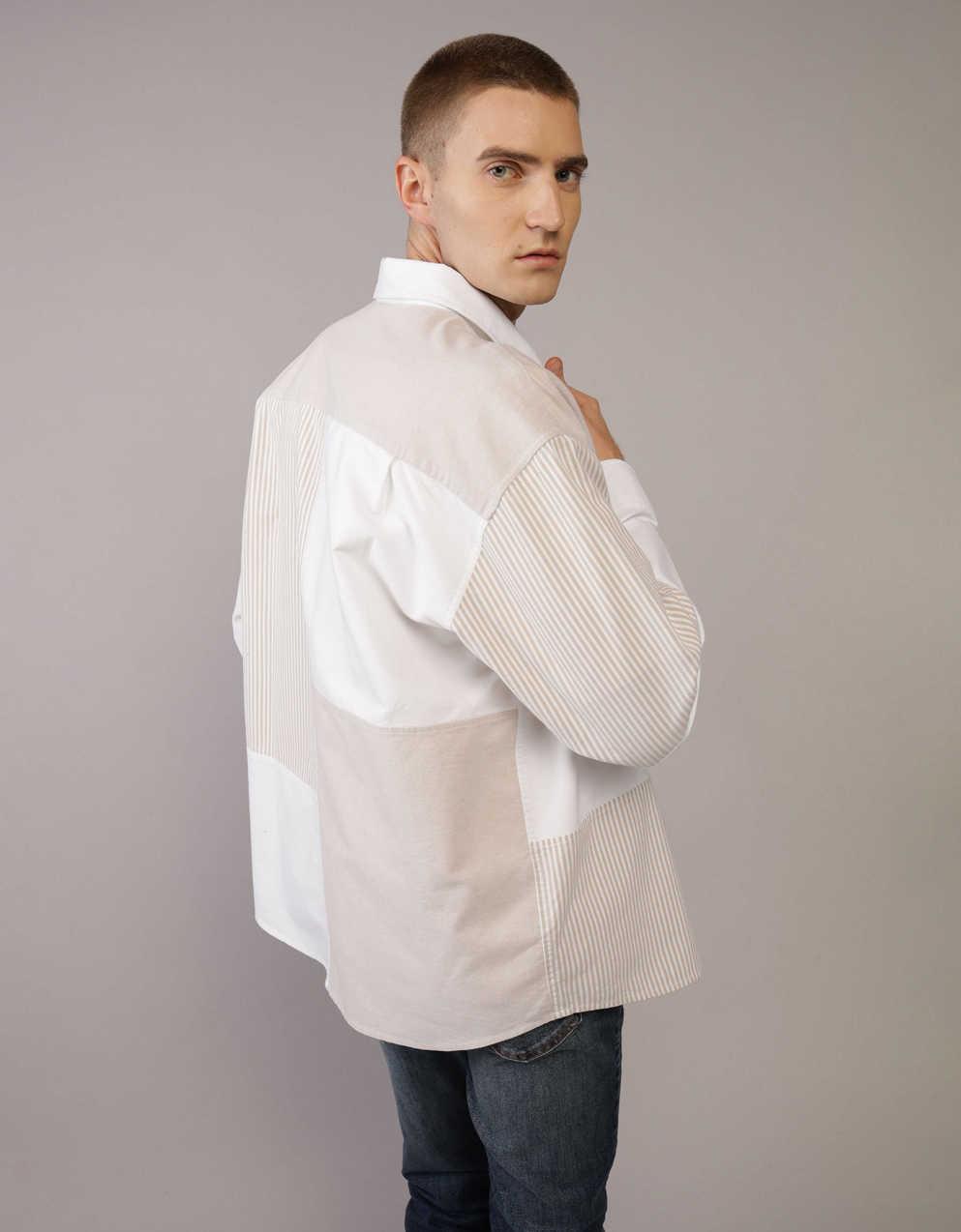 AE Oversized Oxford Colorblock Button-Up Shirt | American Eagle UK ...