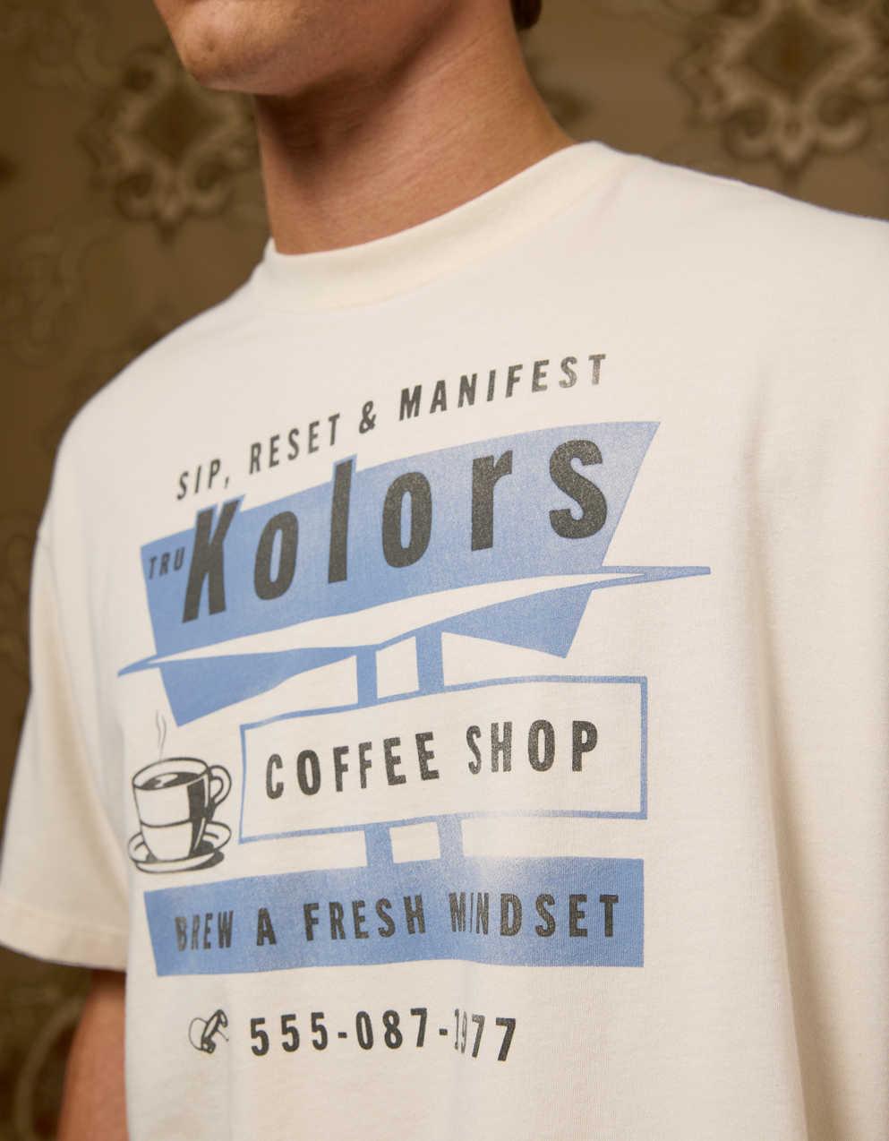 AE x Tru Kolors Coffee Shop Graphic T-Shirt | American Eagle UK | Men's ...