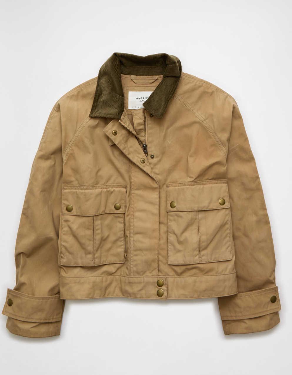 AE Waxed Cropped Utility Jacket | American Eagle UK | Men's & Women's ...