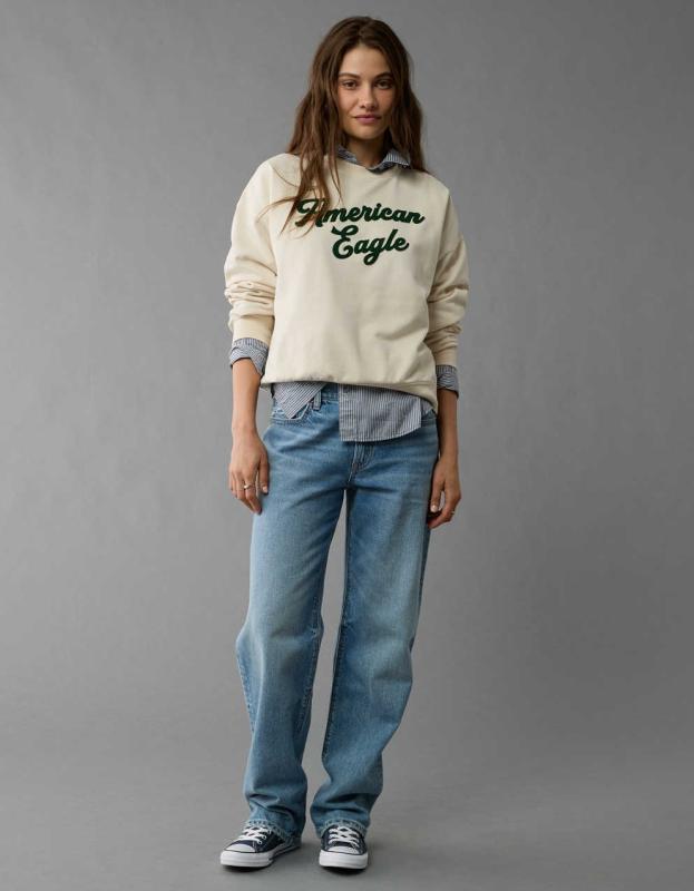 AE Logo Graphic Relaxed Crew Neck Sweatshirt | American Eagle UK | Men ...