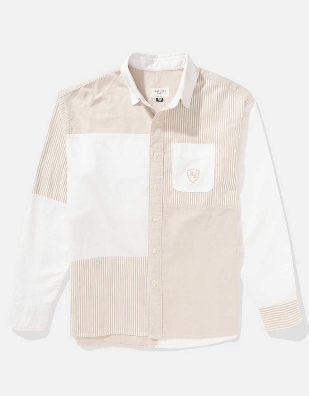 AE Oversized Oxford Colorblock Button-Up Shirt | American Eagle UK ...