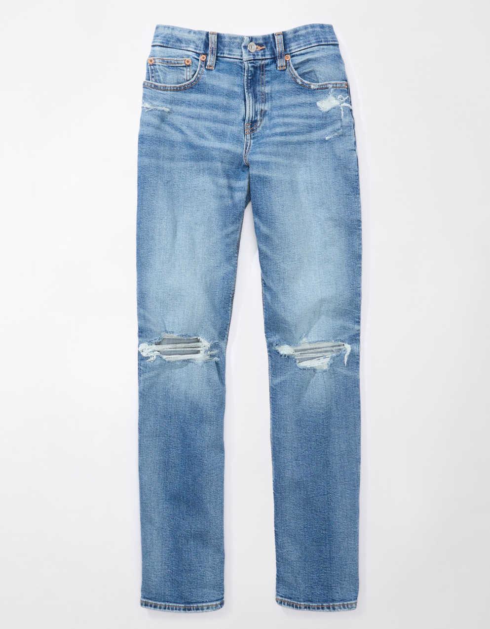 AE Stretch Curvy Ripped Straight Jean | American Eagle UK | Men's ...