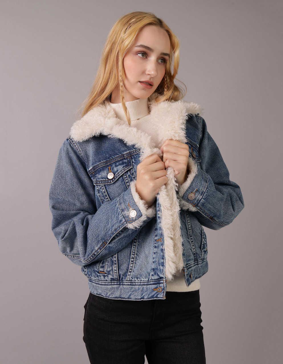 AE Sherpa Denim Jacket Men s Women s Jeans Clothes Accessories American Eagle Hong Kong