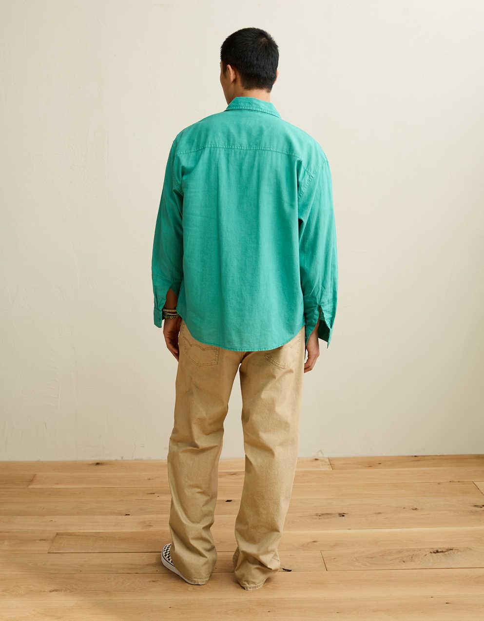 AE Relaxed Fit Linen-Blend Button-Up Shirt | American Eagle UK | Men's ...