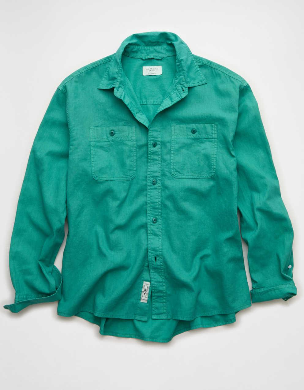 AE Relaxed Fit Linen-Blend Button-Up Shirt | American Eagle UK | Men's ...