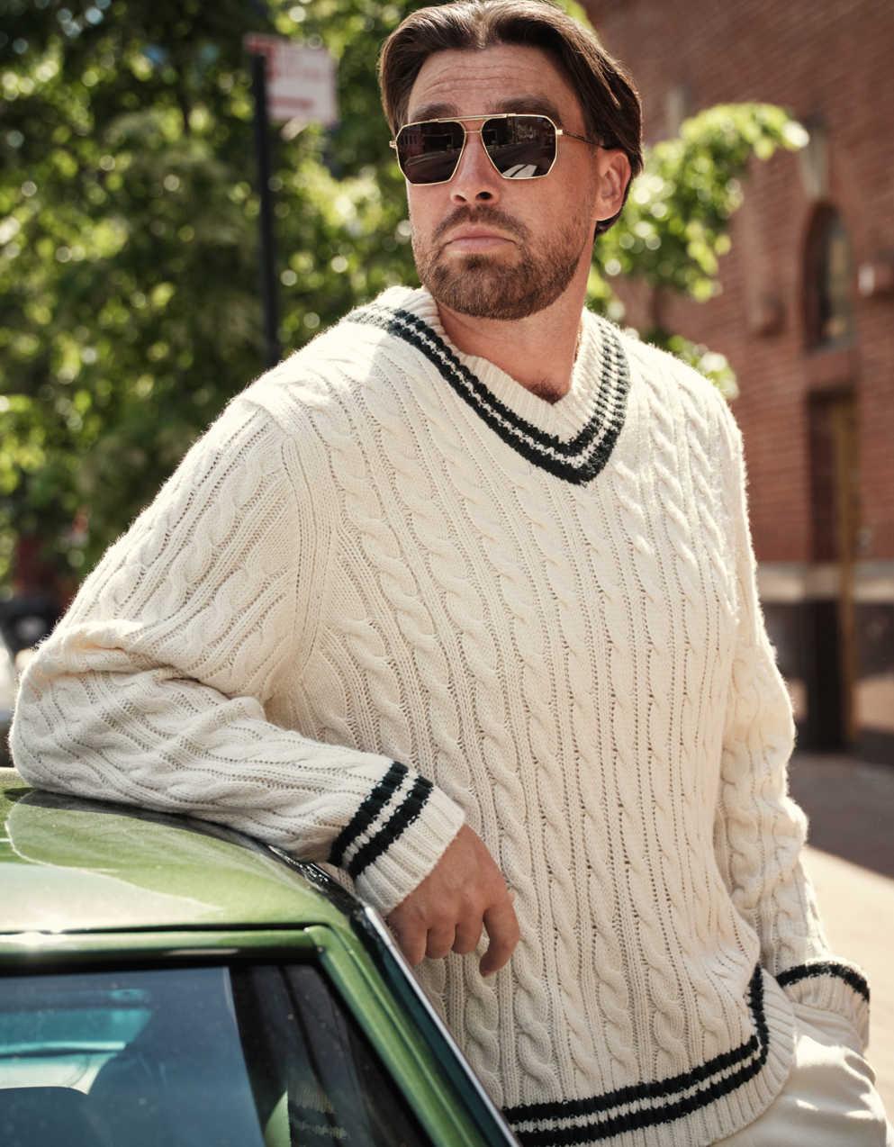 AE x Tru Kolors Cable Knit Cricket Sweater | American Eagle Deutschland ...