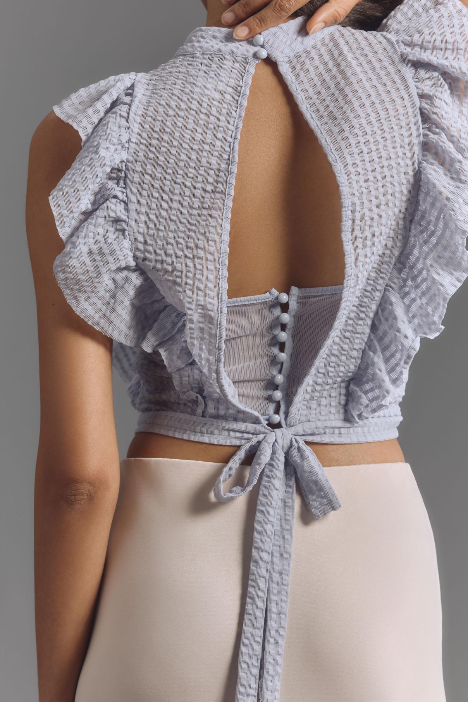 Maeve Cropped Ruffle Mesh Top | Anthropologie Japan - Women's Clothing ...