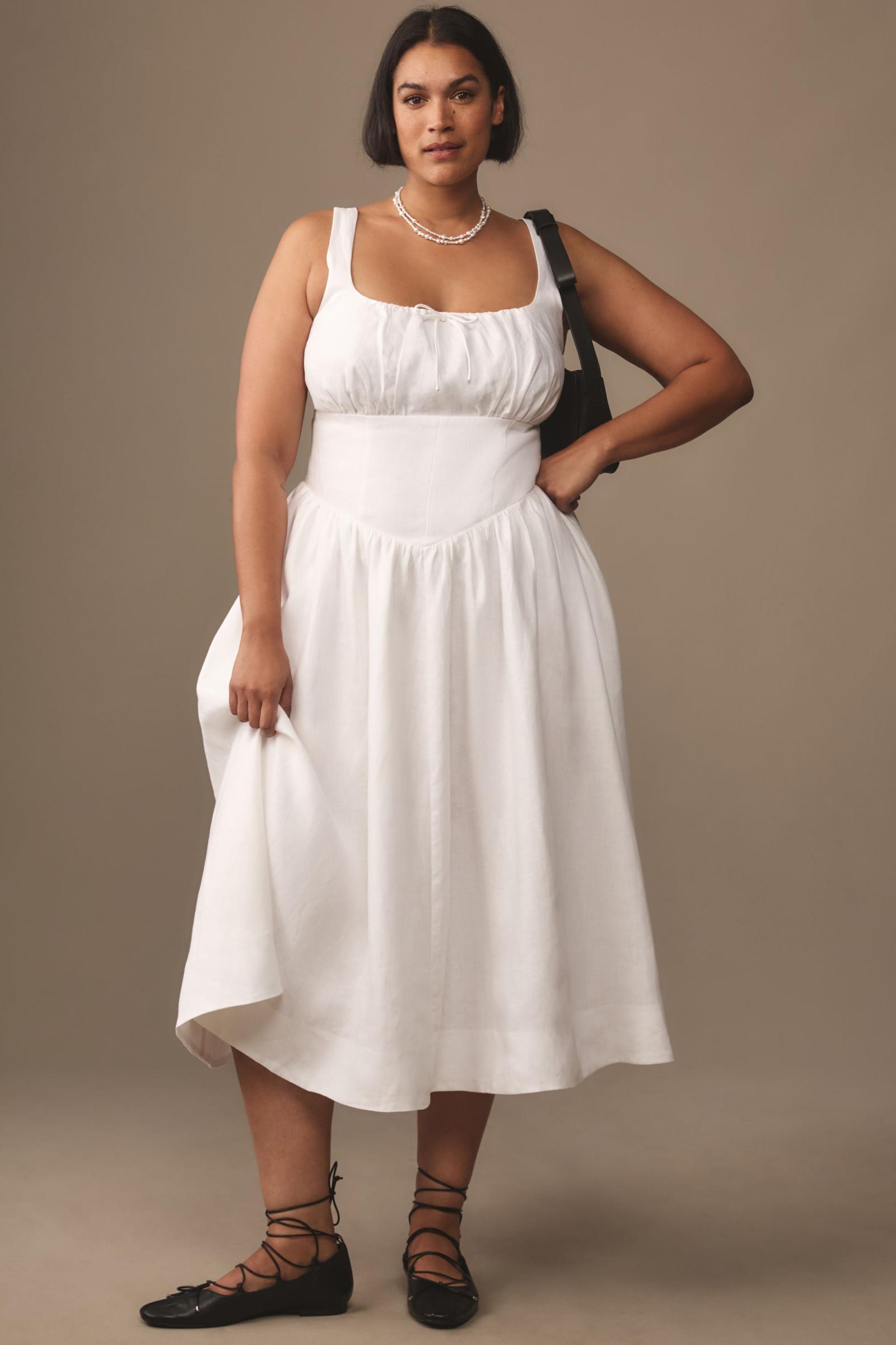 Reformation Balia 리넨 미디 드레스 앤트로폴로지 한국 공식 스토어 유니크한 여성 패션 및 라이프스타일 편집샵 200개이상의 프리미엄 브랜드 여성 의류