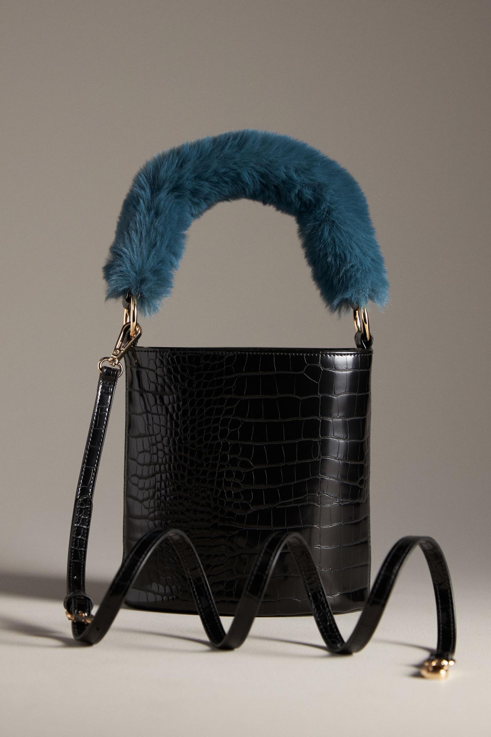 Faux-Fur Handle Croc Bucket Bag | Anthropologie Japan - Women's ...