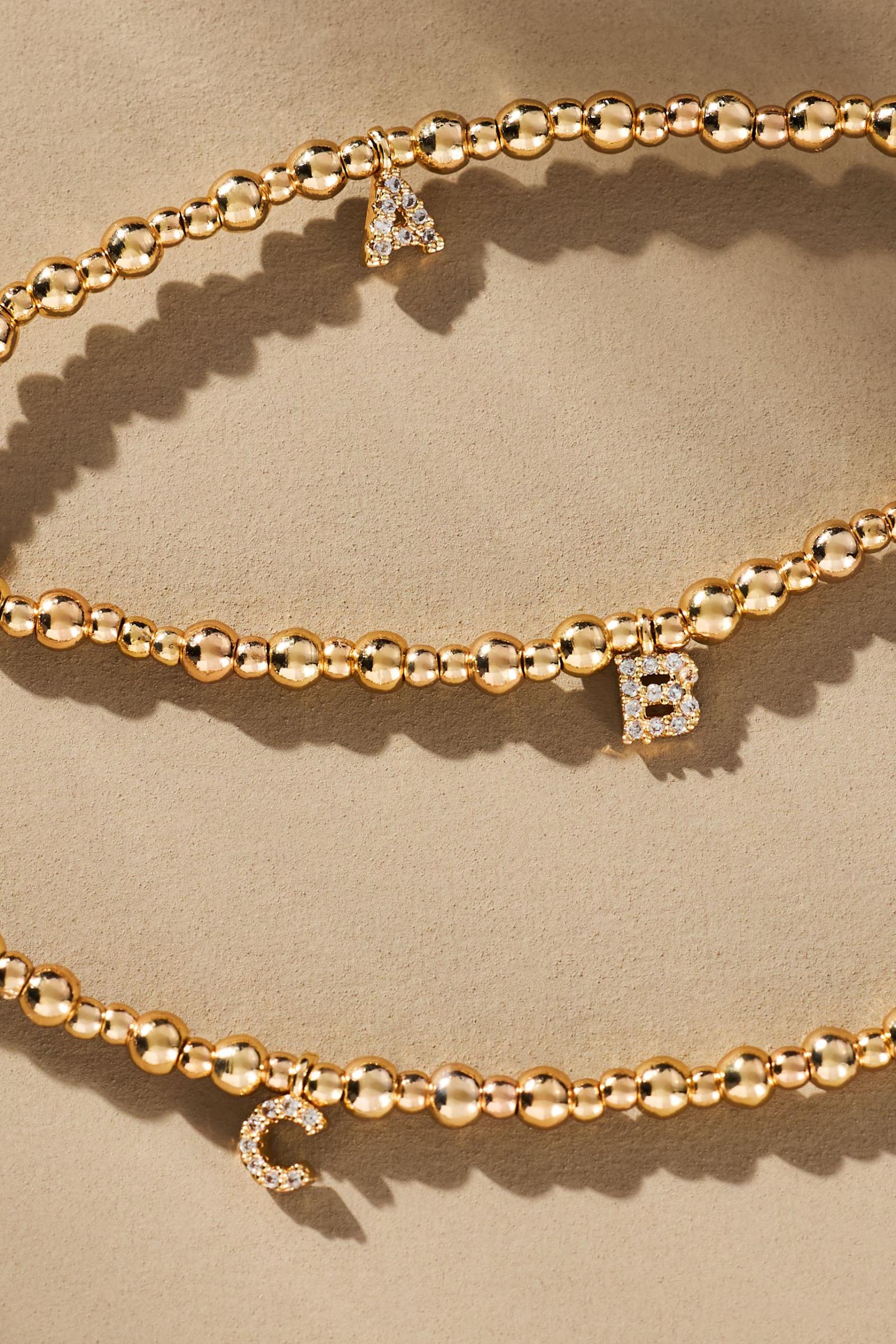 Beaded Mini Bubble Letter Monogram Necklace | Anthropologie ホーム