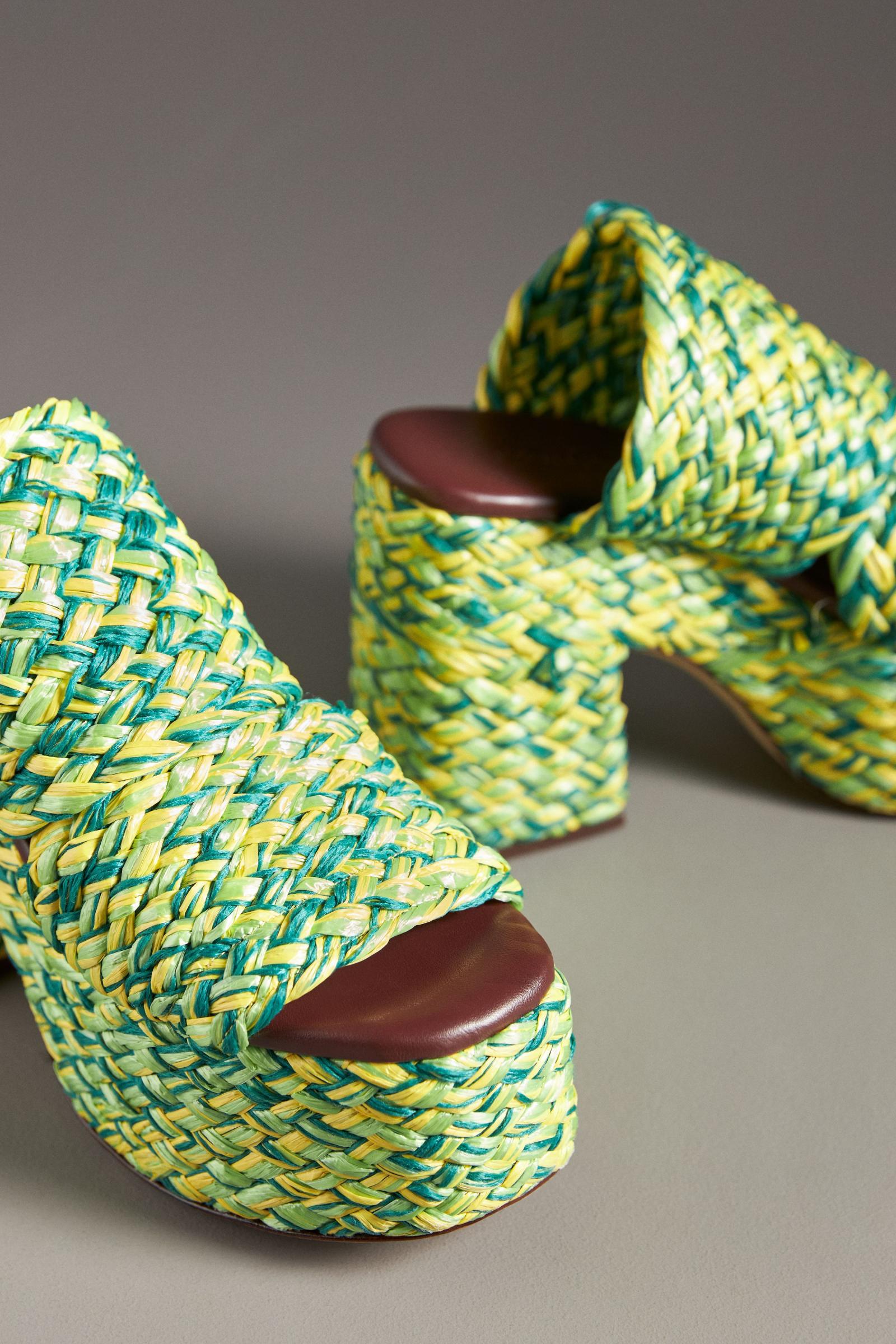 Farm Rio Braided Raffia Platform Slide Sandals | Anthropologie ...