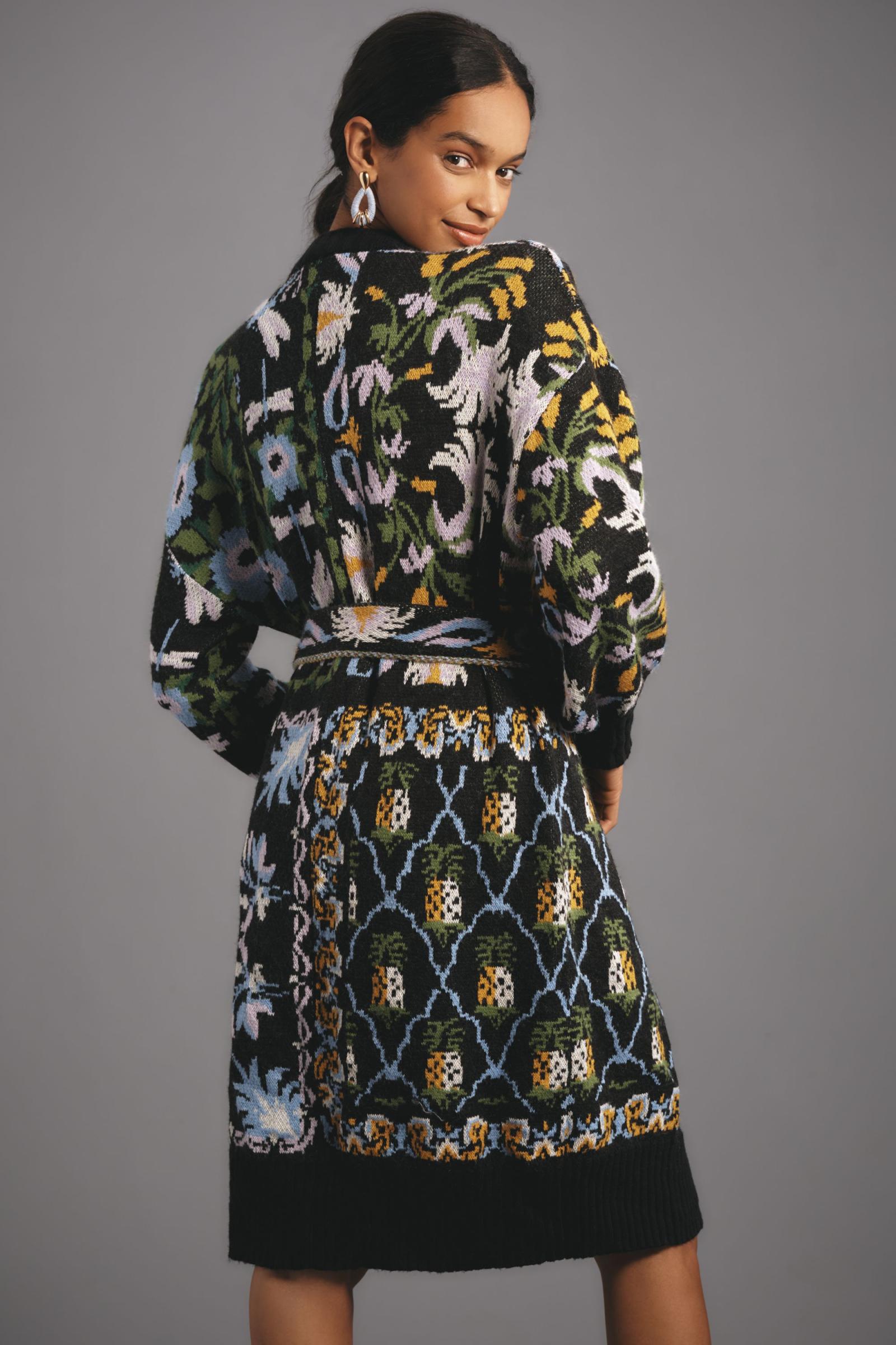 Farm Rio Winter Garden Long Wrap Cardigan Sweater | Anthropologie Japan ...