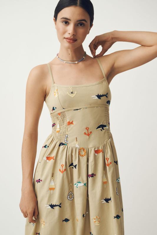 메이브 슬리브리스 스퀘어넥 드롭웨이스트 미디 드레스 앤트로폴로지 한국 공식 스토어 유니크한 여성 패션 및 라이프스타일 편집샵 200개이상의 프리미엄 브랜드 여성