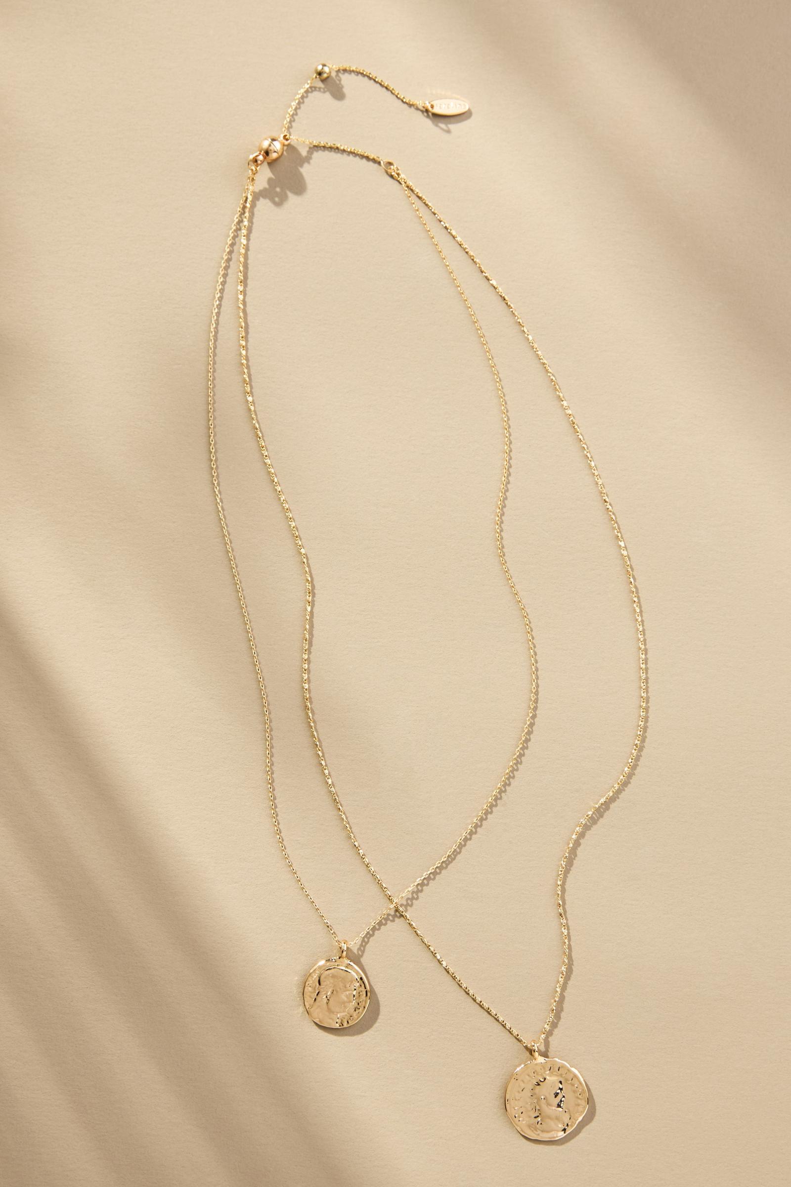 Layered Coin Magnetic-Clasp Pendant Necklace | Anthropologie Japan ...