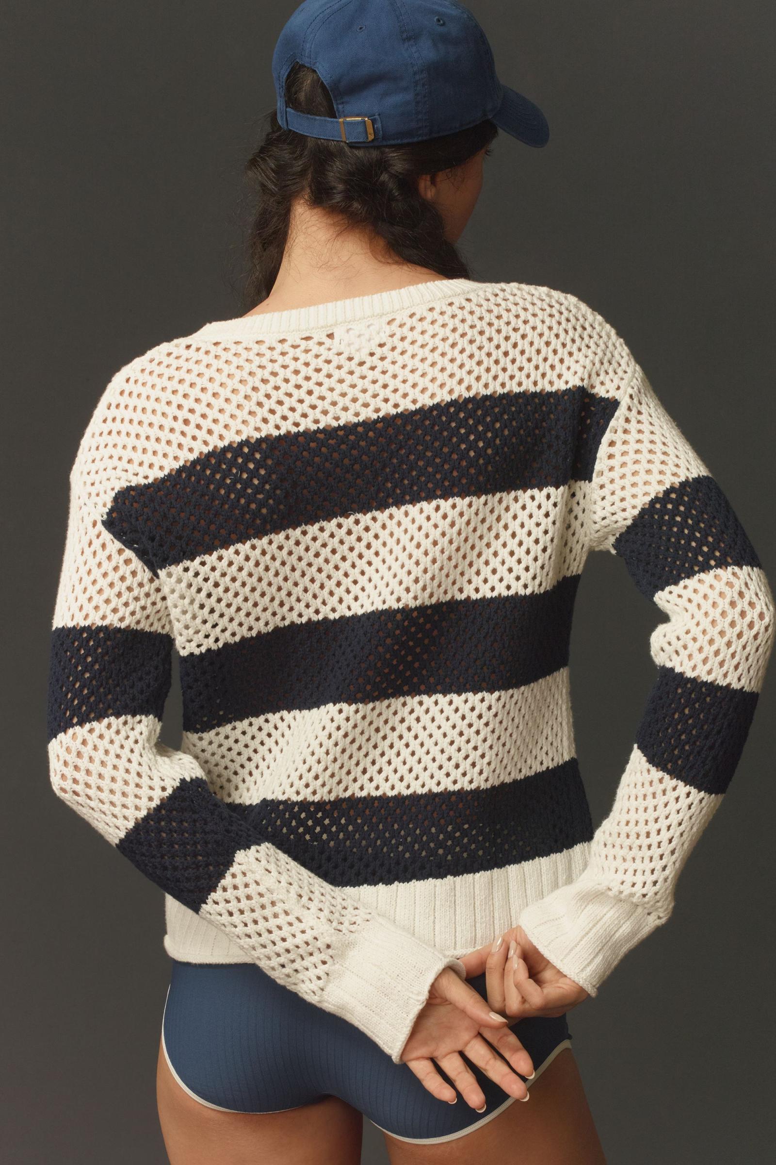 Sundry Stripe Mesh-Knit Crew-Neck Sweater | Anthropologie Japan - Women ...