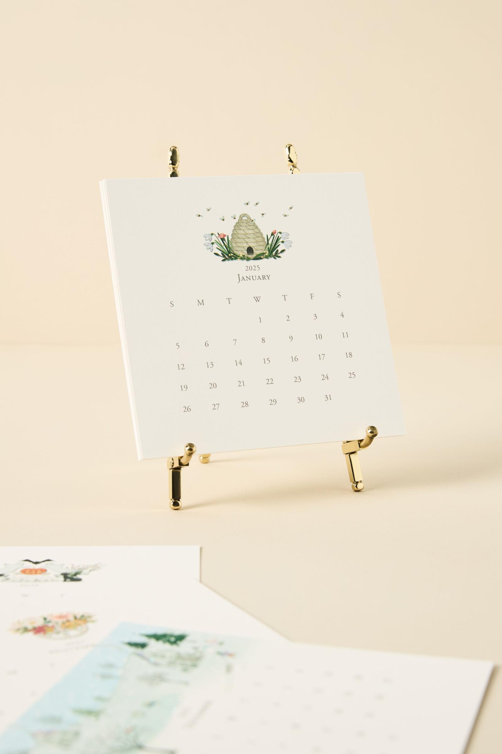 Karen Adams Designs Classic Desk 2025 Calendar with Gold Easel ...