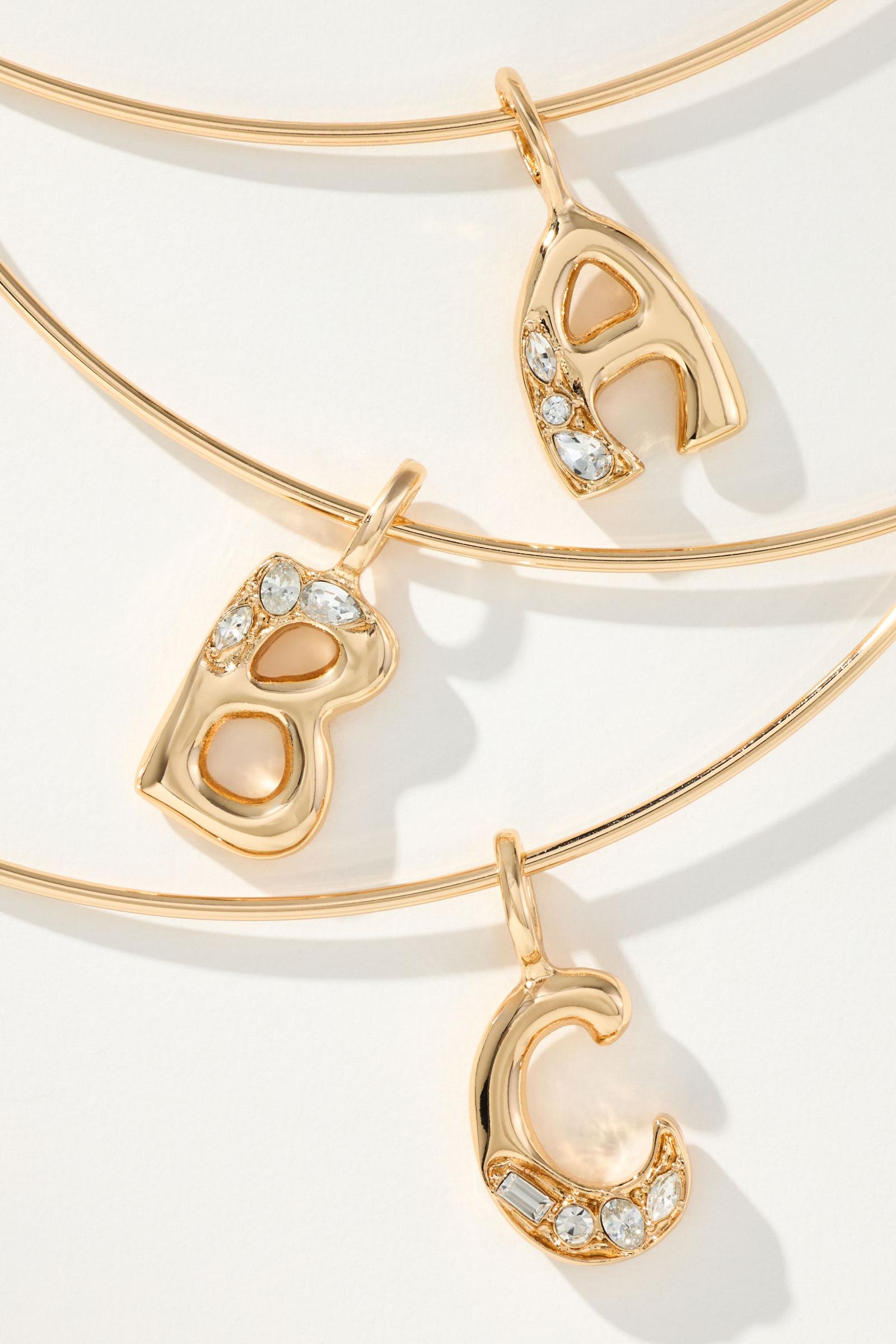 Crystal-Embellished Bubble Letter Monogram Collar Necklace | 앤트로폴로지 한국 ...