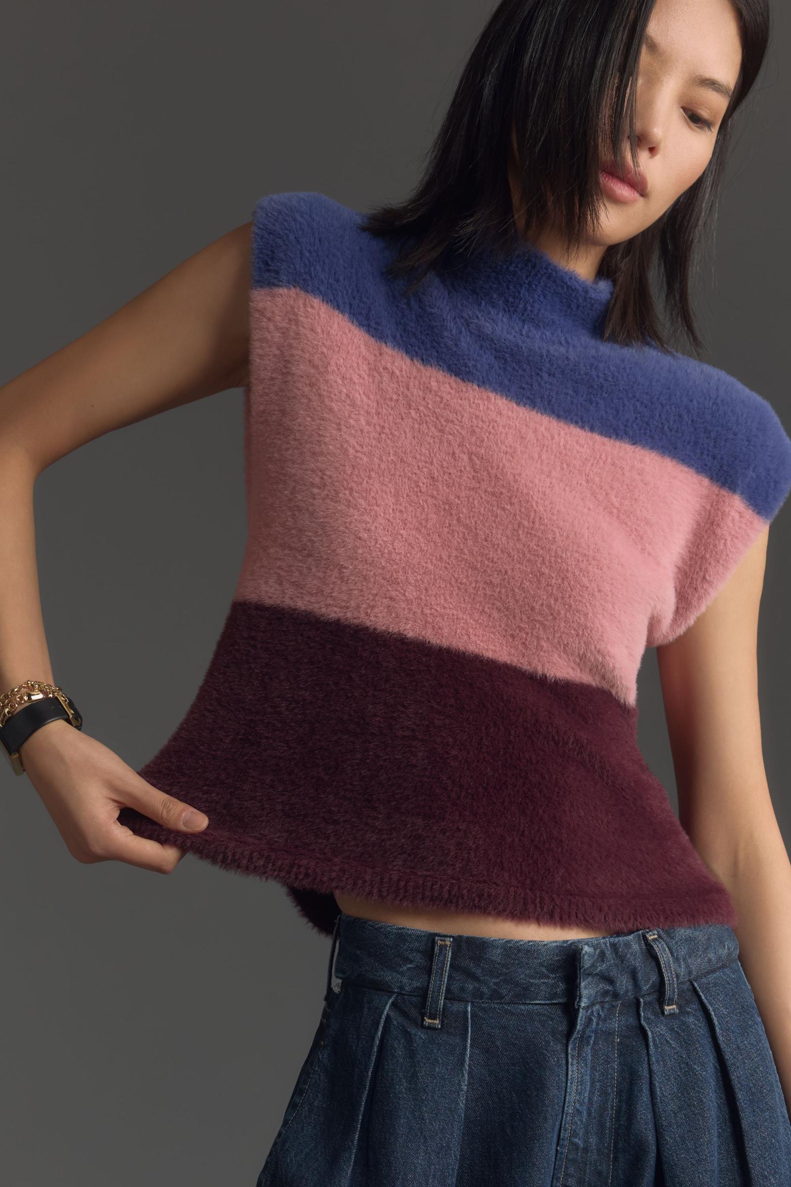 Maeve Colorblock Eyelash Sweater Vest | Anthropologie Japan - Women's ...