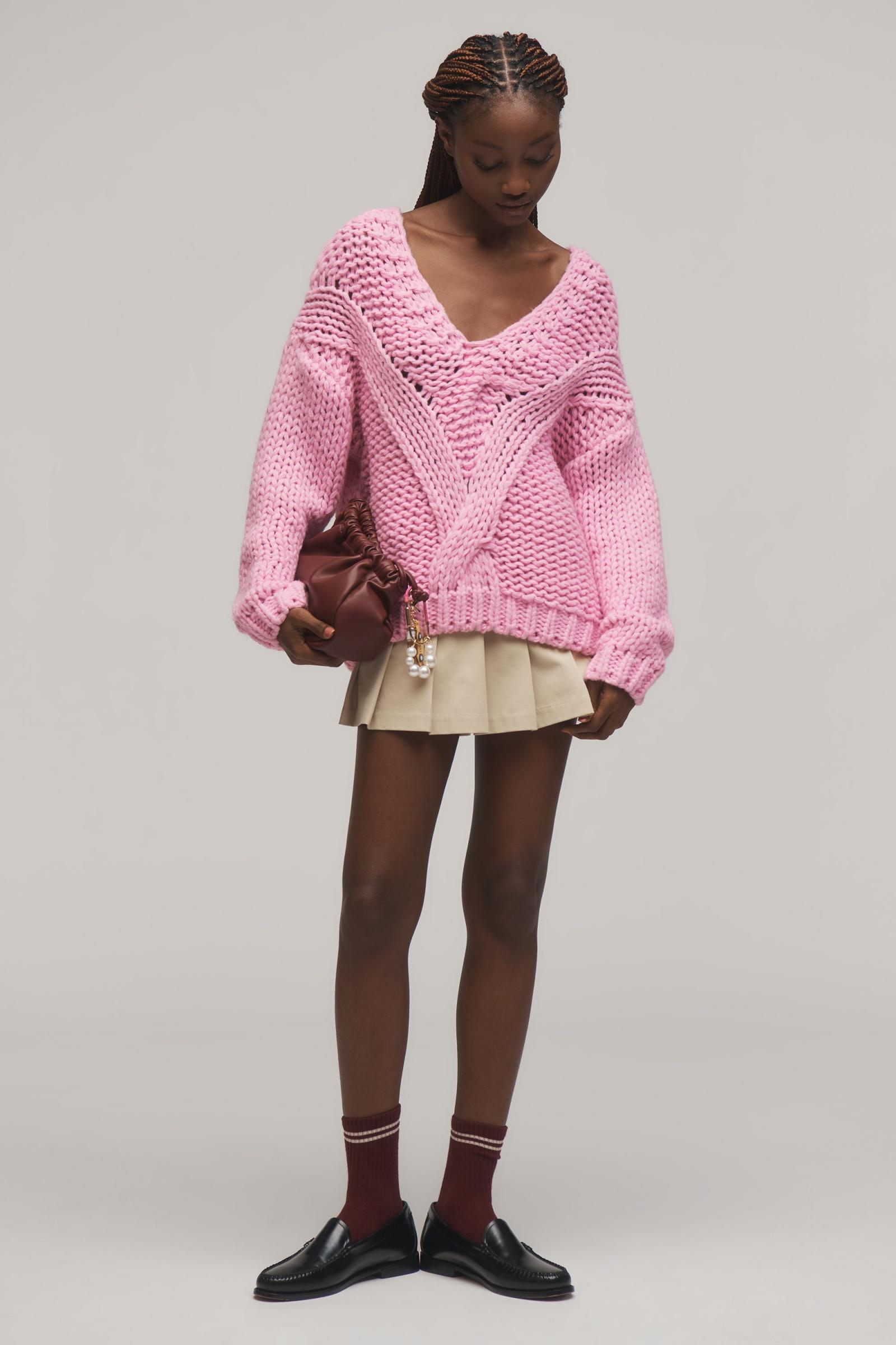 셀프 콘트라스트 굵은 V넥 스웨터 앤트로폴로지 한국 공식 스토어 유니크한 여성 패션 및 라이프스타일 편집샵 200개이상의 프리미엄 브랜드 여성 의류 액세서리 홈