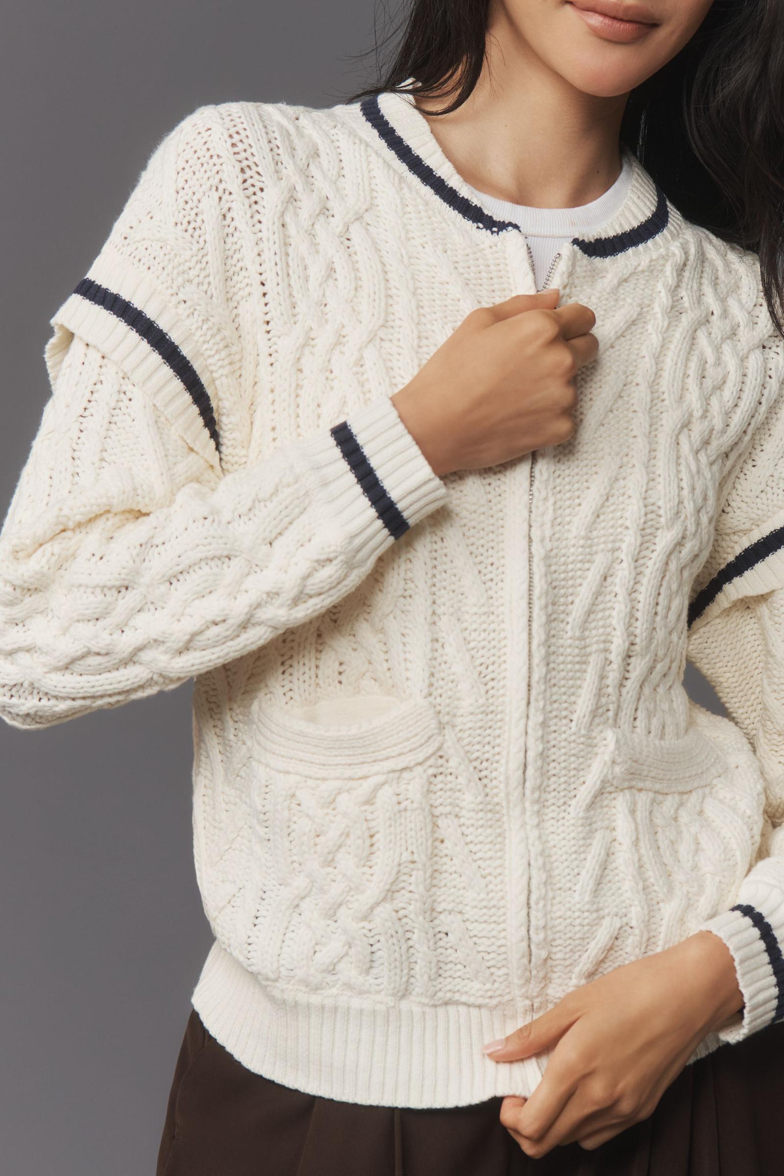By Anthropologie Cable-Knit Bomber Sweater | Anthropologie Hong Kong ...