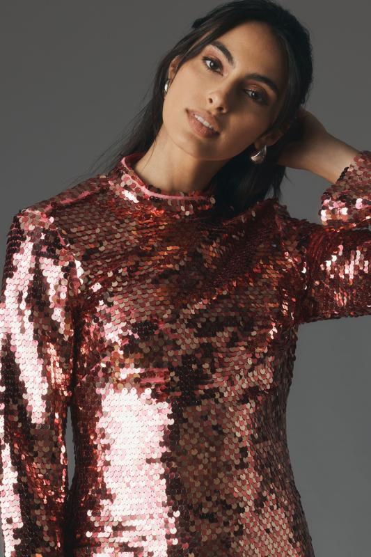 Maeve 긴팔 모크넥 스팽글 미니 드레스 앤트로폴로지 한국 공식 스토어 유니크한 여성 패션 및 라이프스타일 편집샵 200개이상의 프리미엄 브랜드 여성 의류