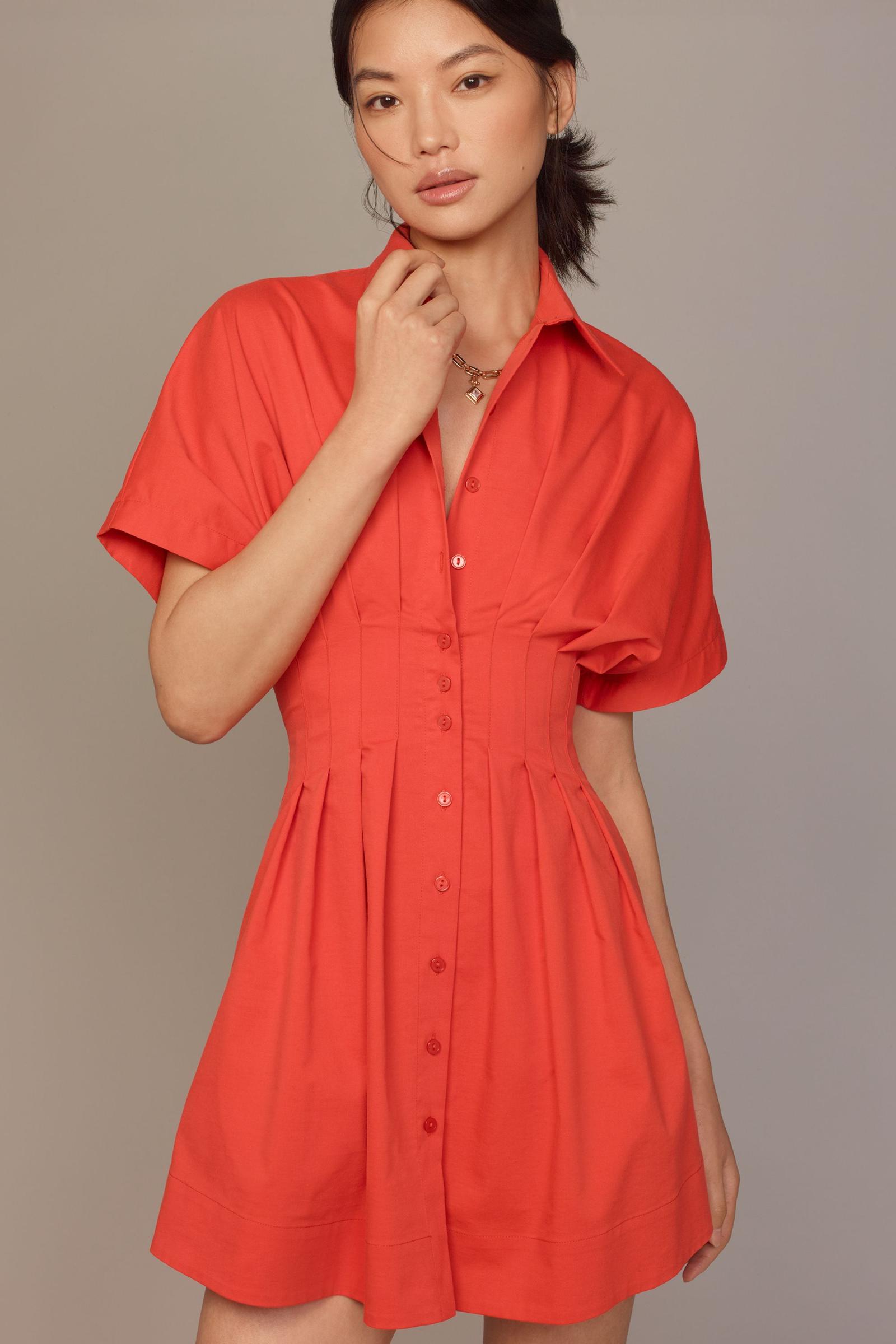 The Tobie Button-Front Pleated Shirt Dress by Exquise: Mini Edition ...