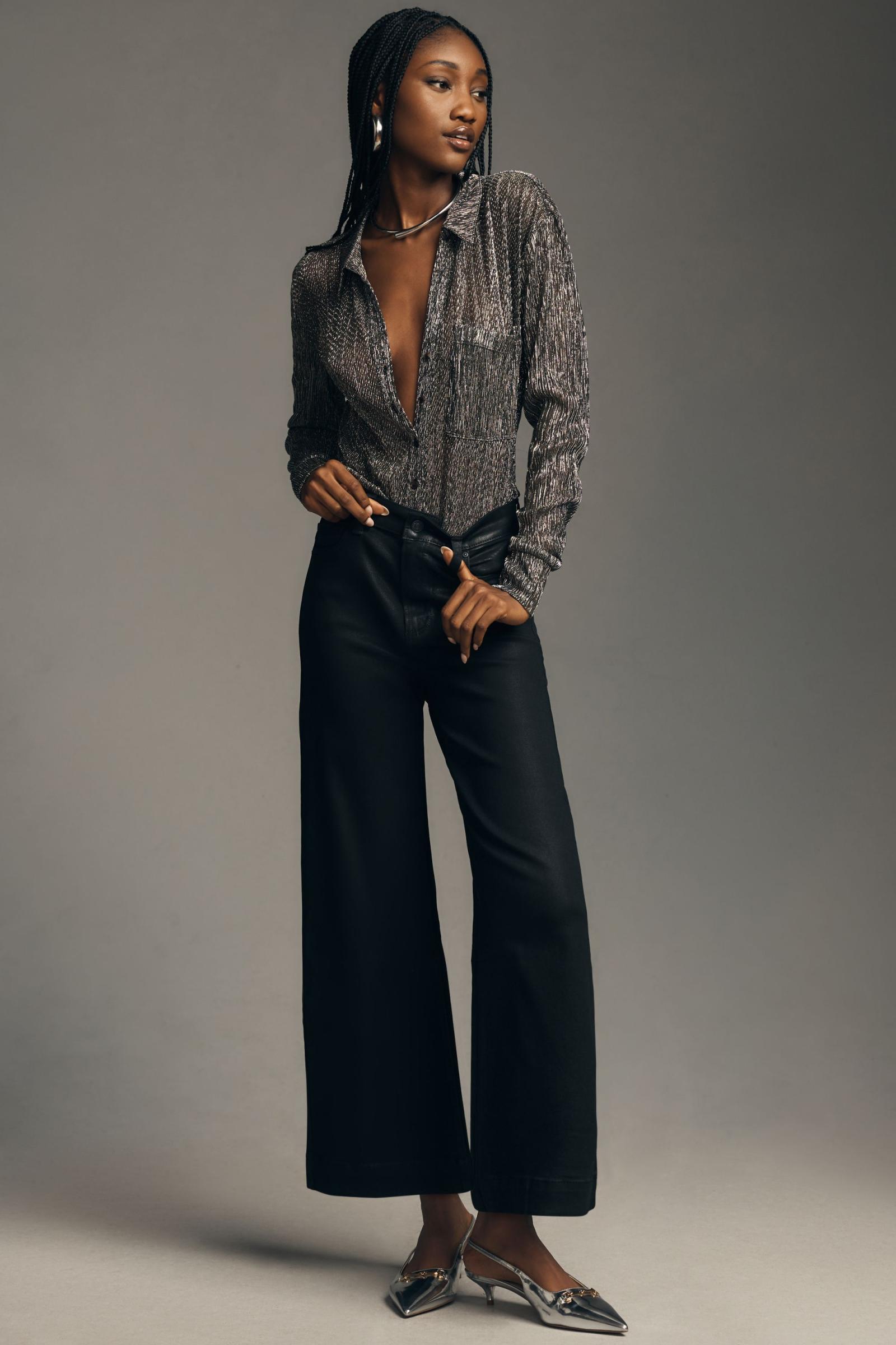 Paige Anessa 코팅 하이라이즈 크롭 와이드 레그 진 앤트로폴로지 한국 공식 스토어 유니크한 여성 패션 및 라이프스타일 편집샵 200개이상의 프리미엄 브랜드