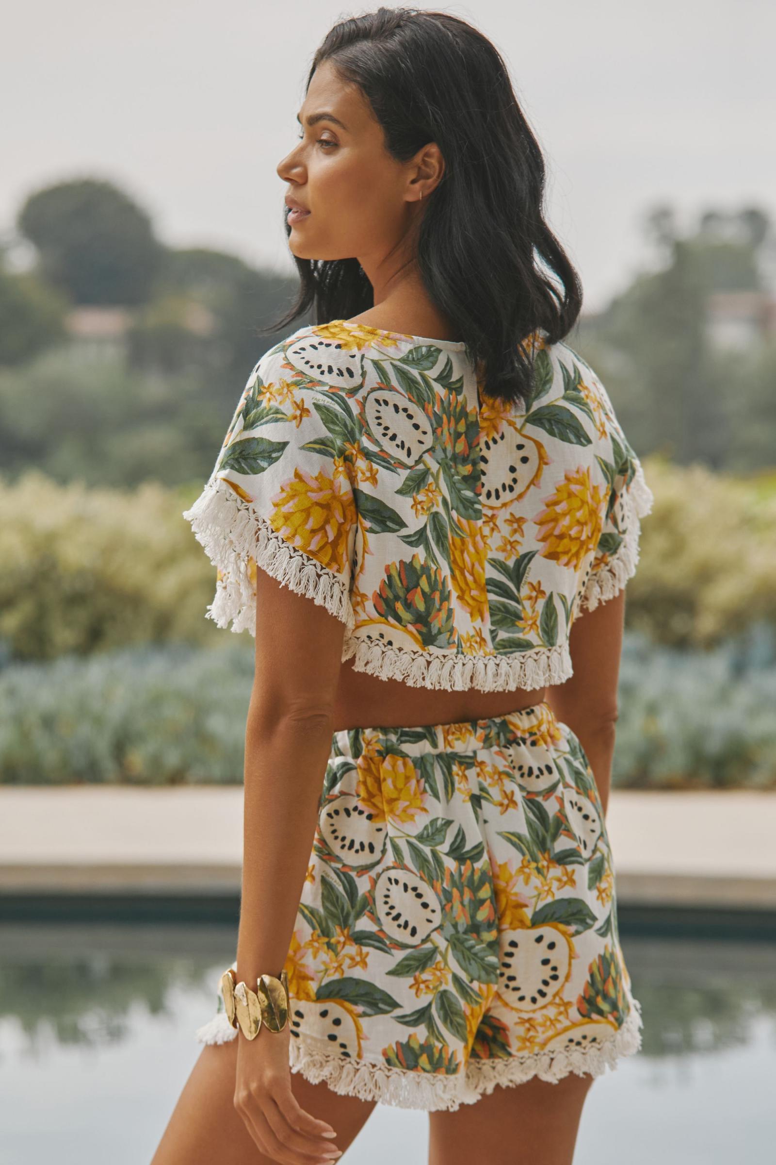 Farm Rio Biriba Linen Cropped Blouse | Anthropologie Japan - Women's ...