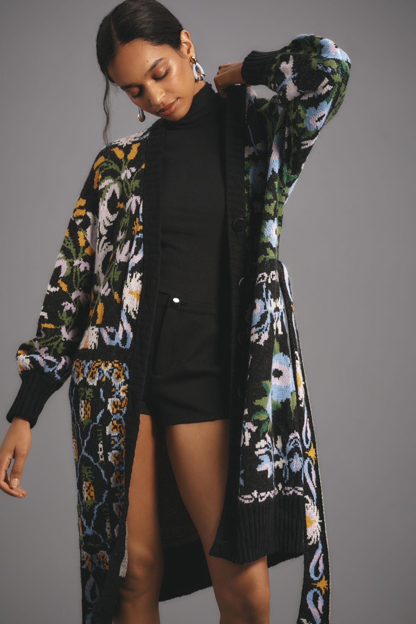 Farm Rio Winter Garden Long Wrap Cardigan Sweater | Anthropologie Japan ...