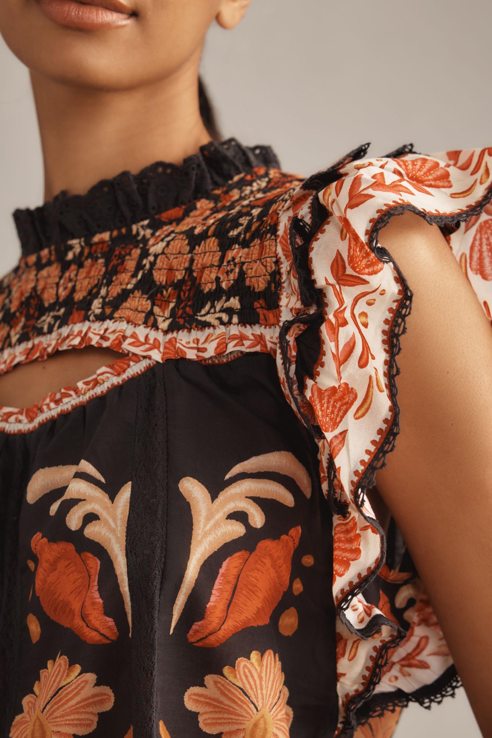 Farm Rio Blusa con canesú y mangas fruncidas | Anthropologie México ...