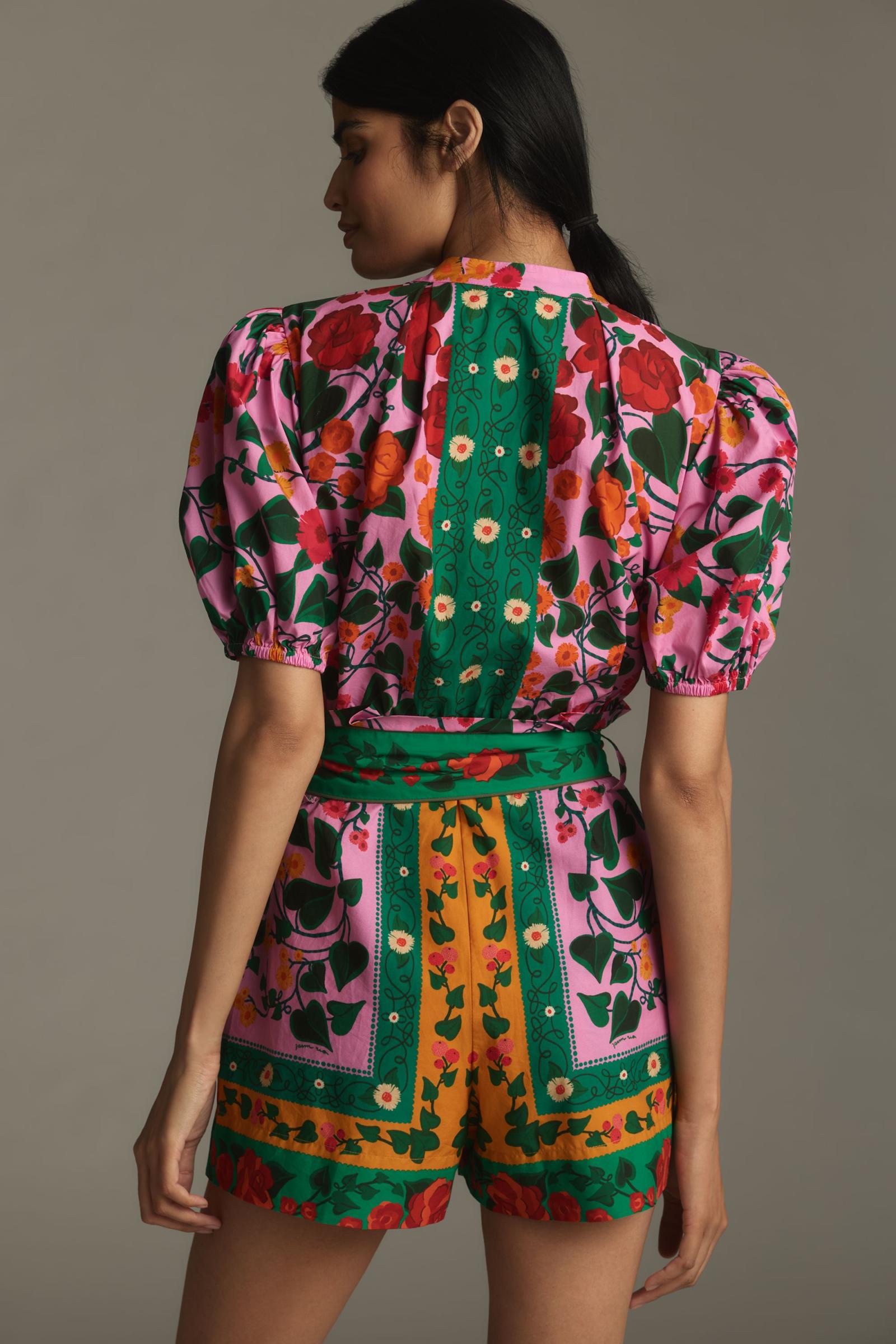 Farm Rio x Anthropologie Tropical Tie-Front Romper | Anthropologie ...