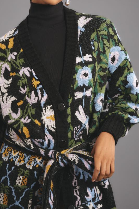 Farm Rio Winter Garden Long Wrap Cardigan Sweater | Anthropologie Japan ...