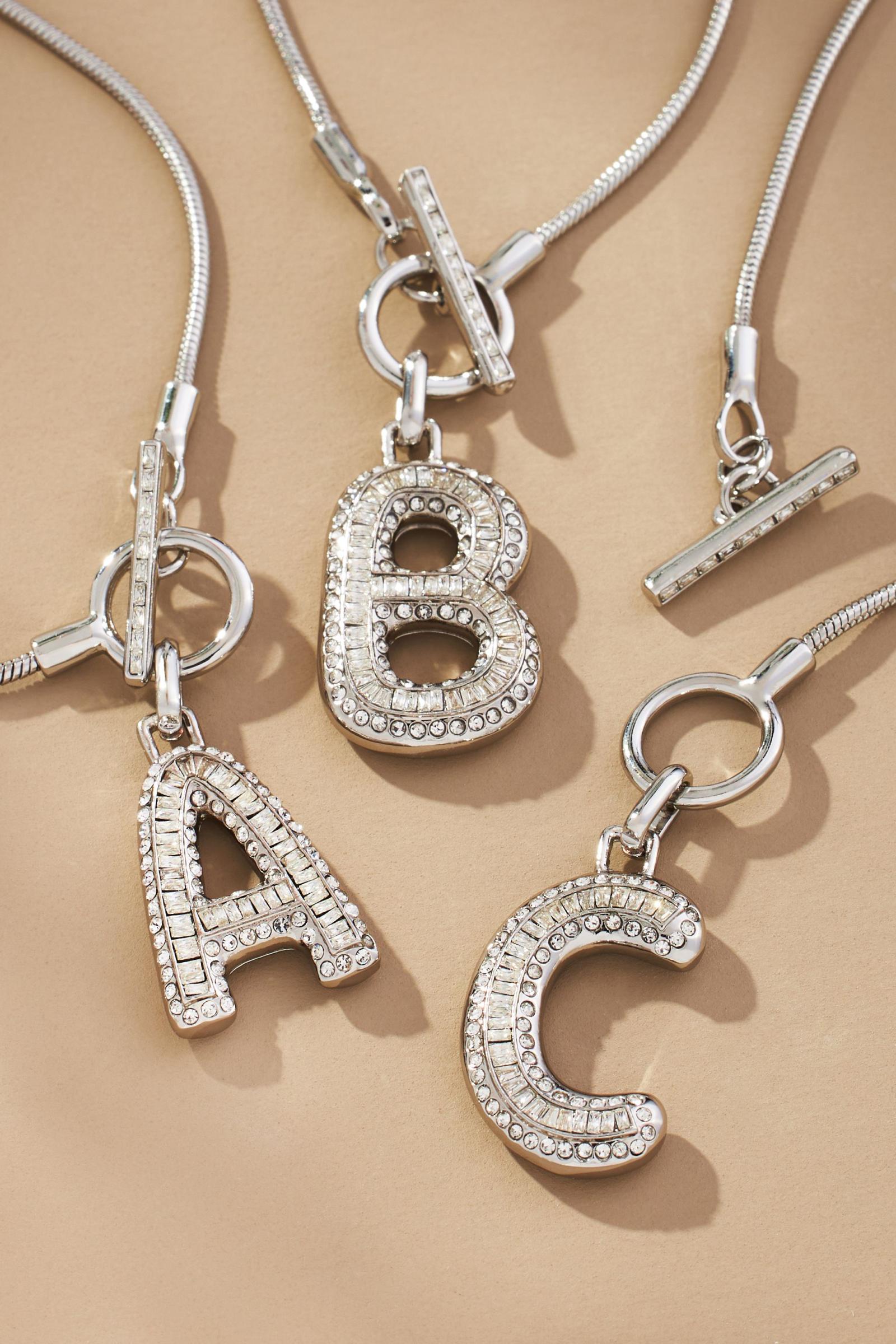 Bubble Letter Monogram Pavé Toggle Necklace | Anthropologie Hong Kong ...
