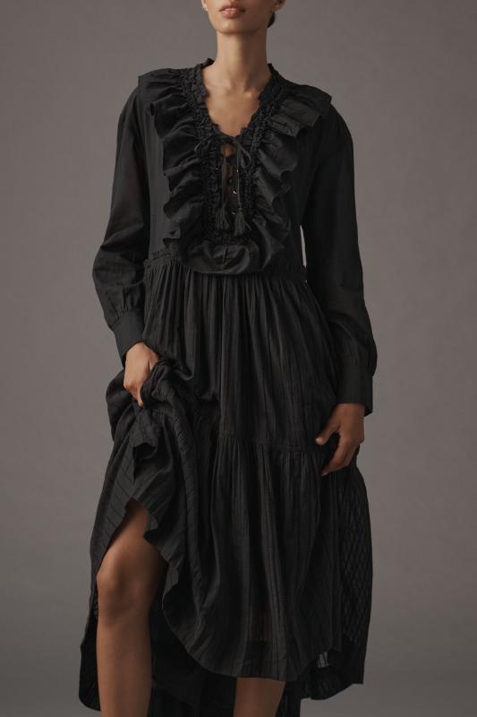 필크로 러플 티어드 미디 드레스 앤트로폴로지 한국 공식 스토어 유니크한 여성 패션 및 라이프스타일 편집샵 200개이상의 프리미엄 브랜드 여성 의류 액세서리 홈