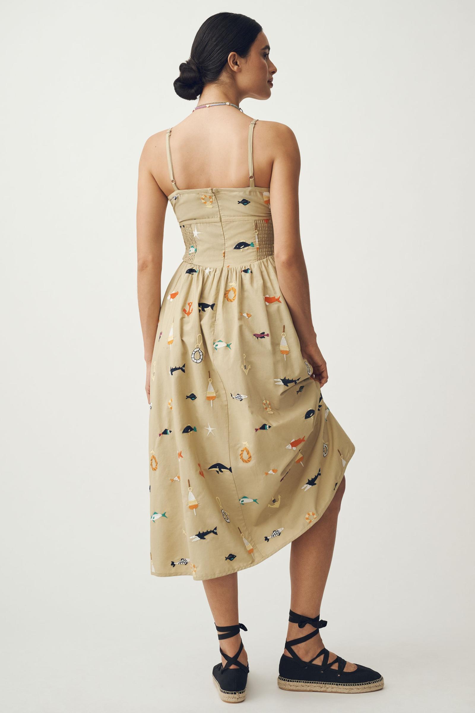 메이브 슬리브리스 스퀘어넥 드롭웨이스트 미디 드레스 앤트로폴로지 한국 공식 스토어 유니크한 여성 패션 및 라이프스타일 편집샵 200개이상의 프리미엄 브랜드 여성