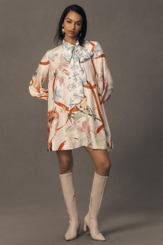 Maeve의 Caroline 타이넥 미니 드레스 앤트로폴로지 한국 공식 스토어 유니크한 여성 패션 및 라이프스타일 편집샵 200개이상의 프리미엄 브랜드 여성 의류