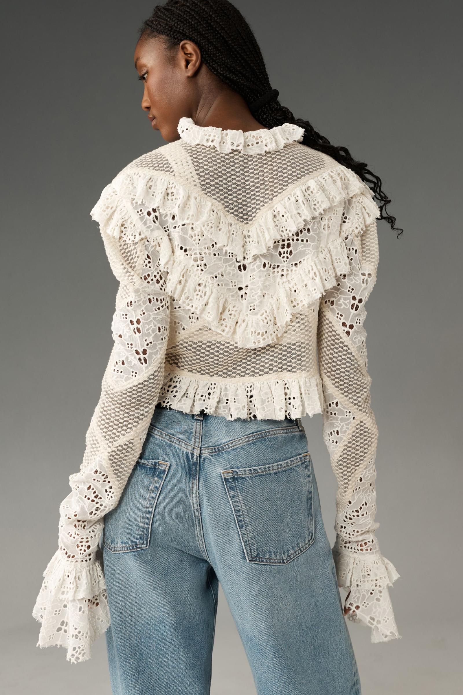 By Anthropologie Embroidered Lace Cropped Jacket | Anthropologie Japan ...