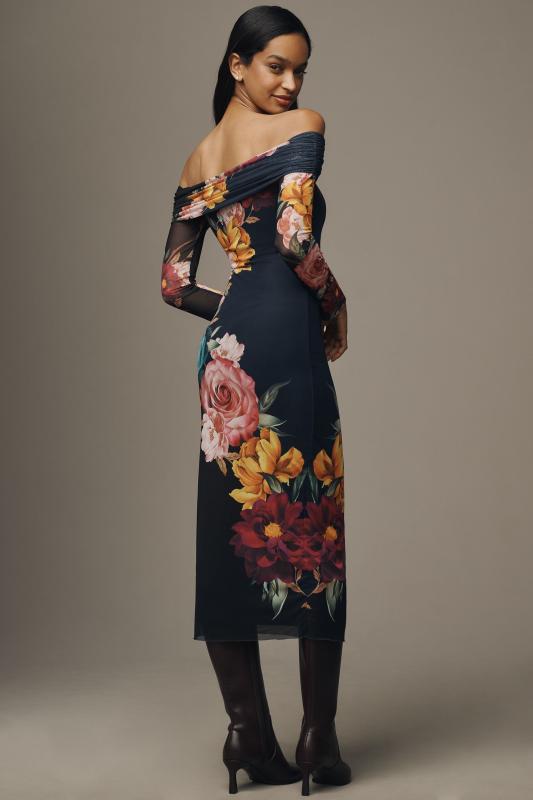 Afrm 프라야 오프숄더 메시 미디 드레스 앤트로폴로지 한국 공식 스토어 유니크한 여성 패션 및 라이프스타일 편집샵 200개이상의 프리미엄 브랜드 여성 의류