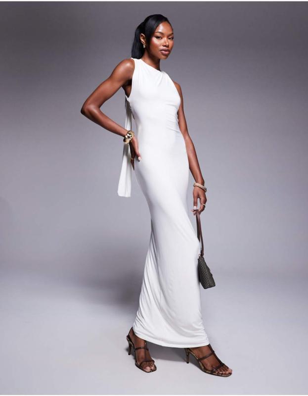 Kaiia - Kaiia exclusive slinky racerneck gathered back drape detail ...