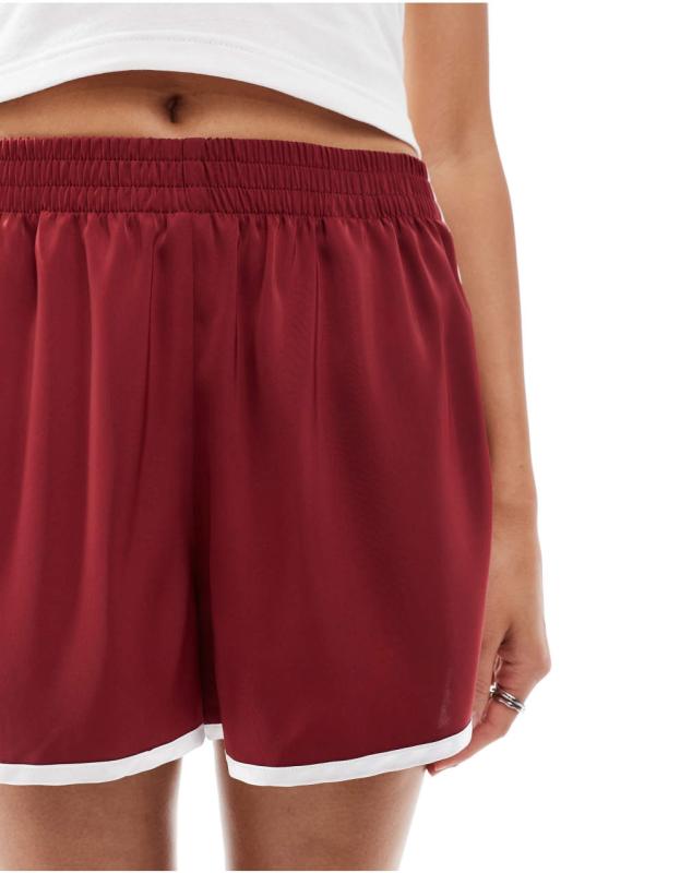 Only - ONLY コントラストパイピングサテンショーツ（ワインレッド をオンライン購入 | ASOS 日本公式サイト | トレンド ...