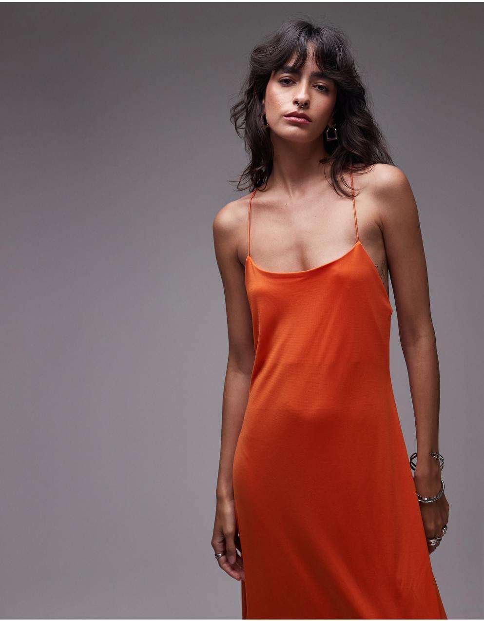 Topshop - トップショップ キャミマキシ ローバックディテールドレス （オレンジ をオンライン購入 | ASOS 日本公式サイト | トレンド&ファッションのオンラインストア