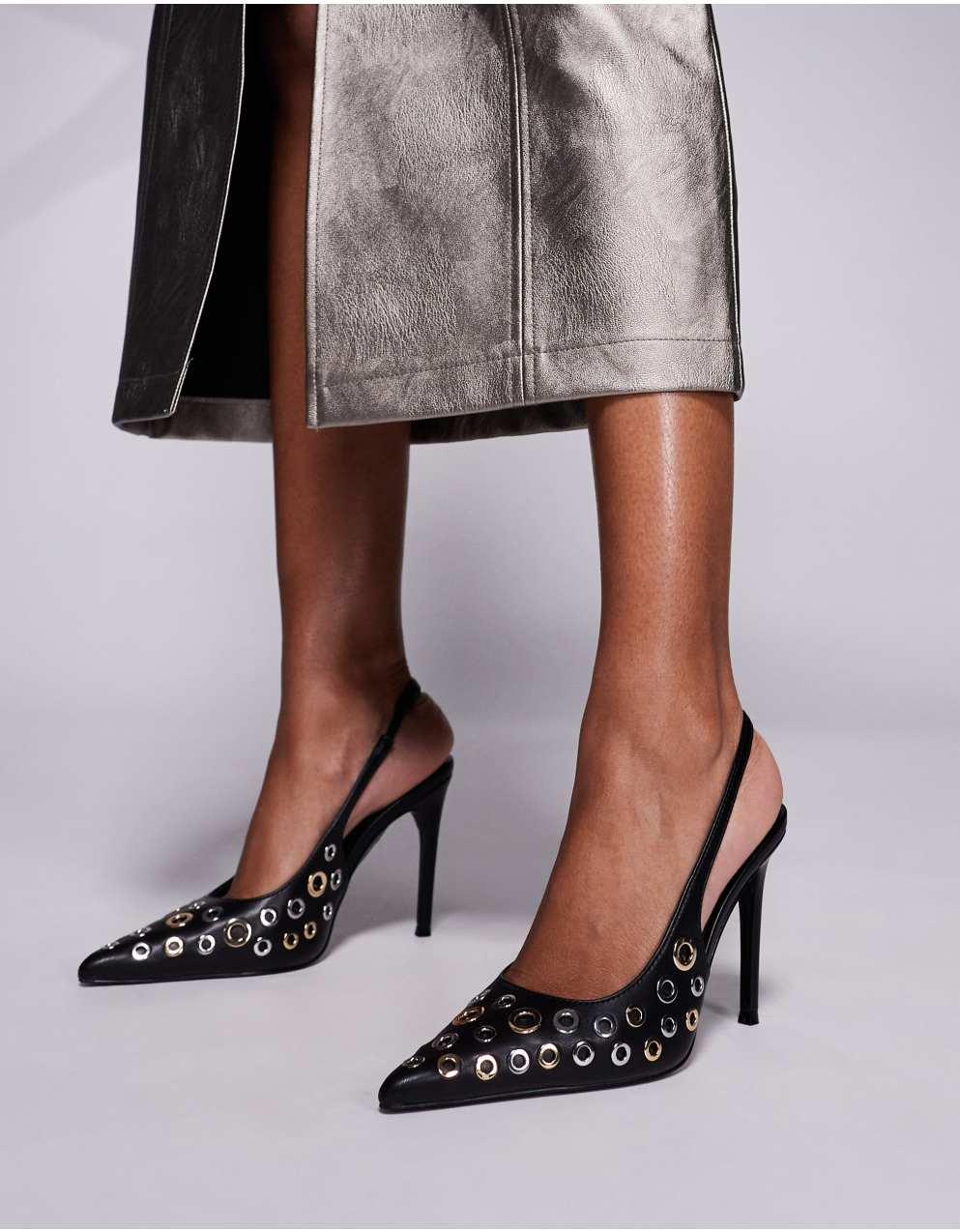 Steve Madden - スティーブマデンアルケミーアイレットディテールスリングバックヒール（ブラック をオンライン購入 | ASOS ...